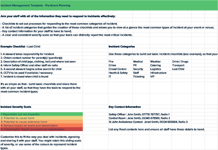 Free Incident Management Template - Checklists, Categories, Resolution