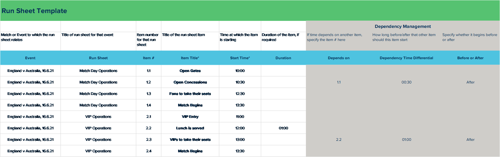 Template for Your Run Sheets, Call Sheets, Production Schedules